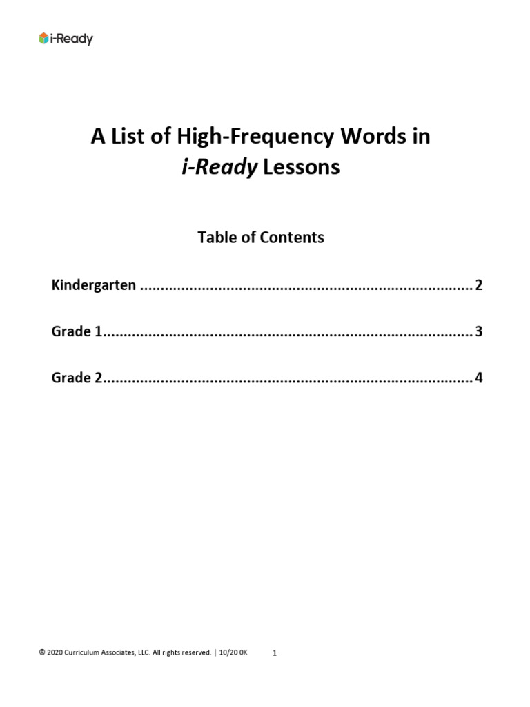 Iready HFW List | Download Free PDF | Learning | Human Communication