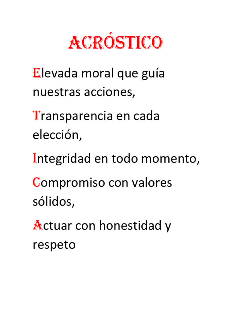 ACRÓSTICO La Etica | PDF