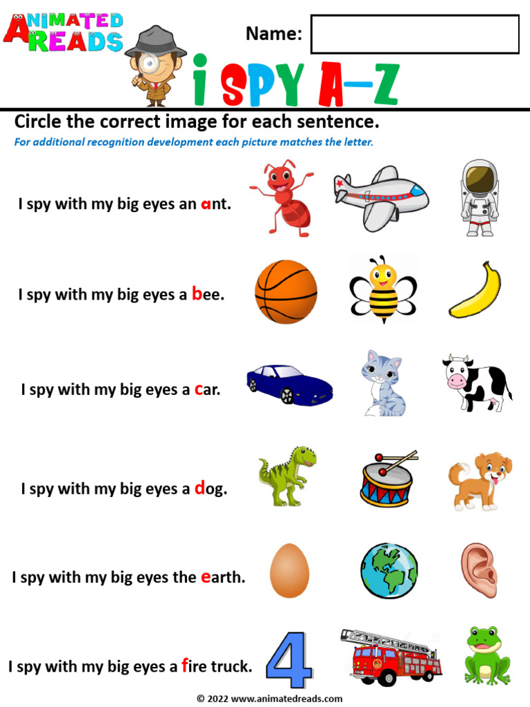 I Spy A-Z: Sentence Matching Activity | PDF | Language Arts & Discipline