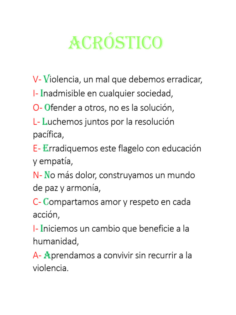 ACRÓSTICO La Violencia | PDF