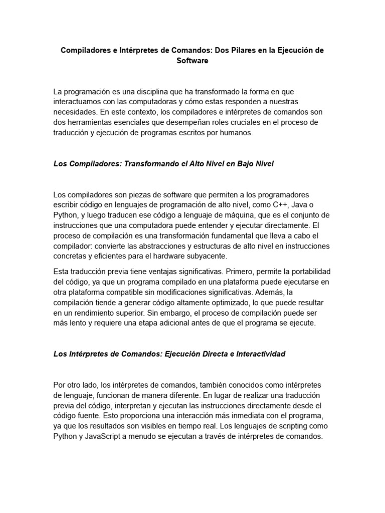 Compiladores e Intérpretes de Comandos | PDF | Programa de computadora ...