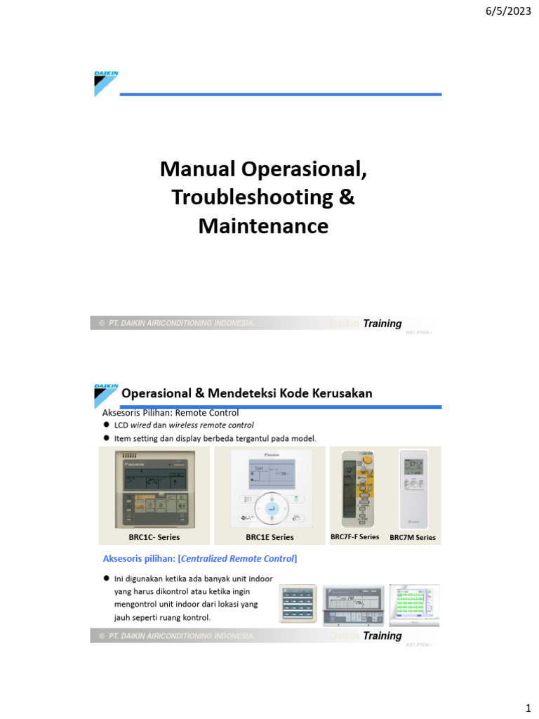 Operasional, Troubleshooting Dan Maintenance | PDF | Air Conditioning ...