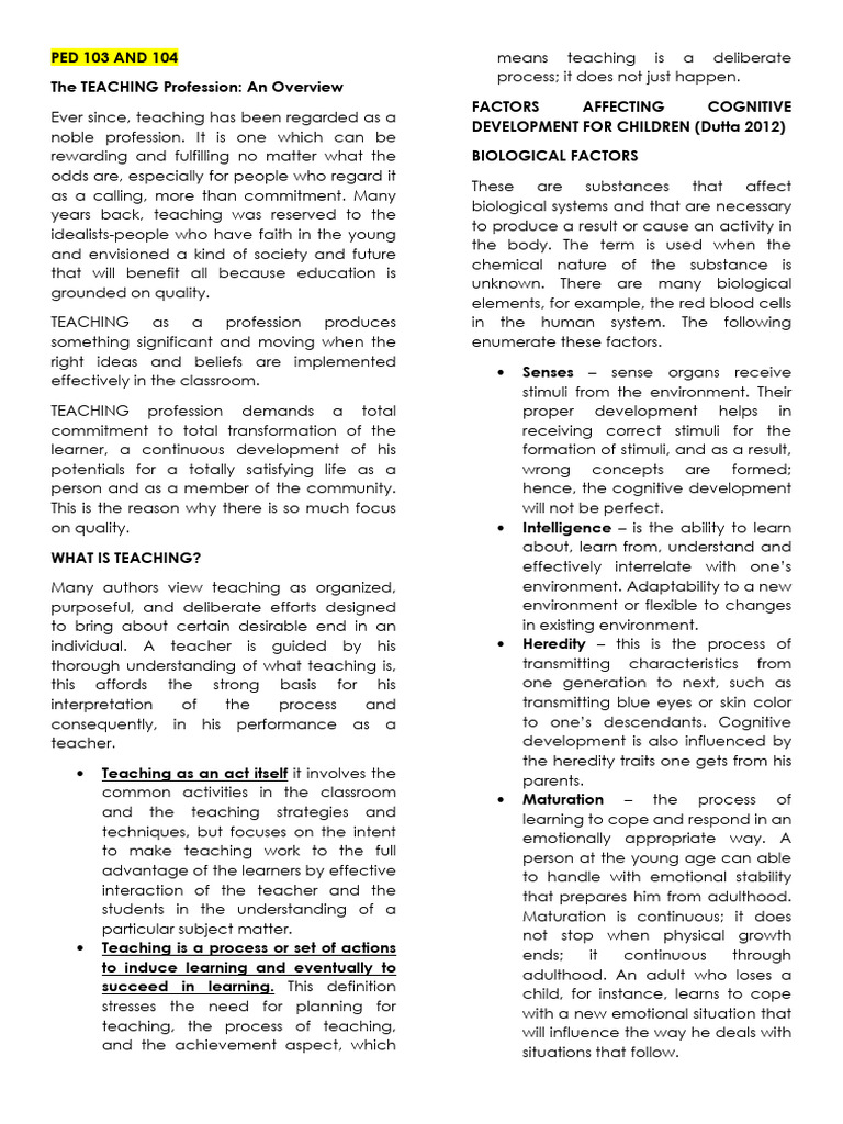 PED 103 AND 104 Reviewer | PDF | Learning | Teachers