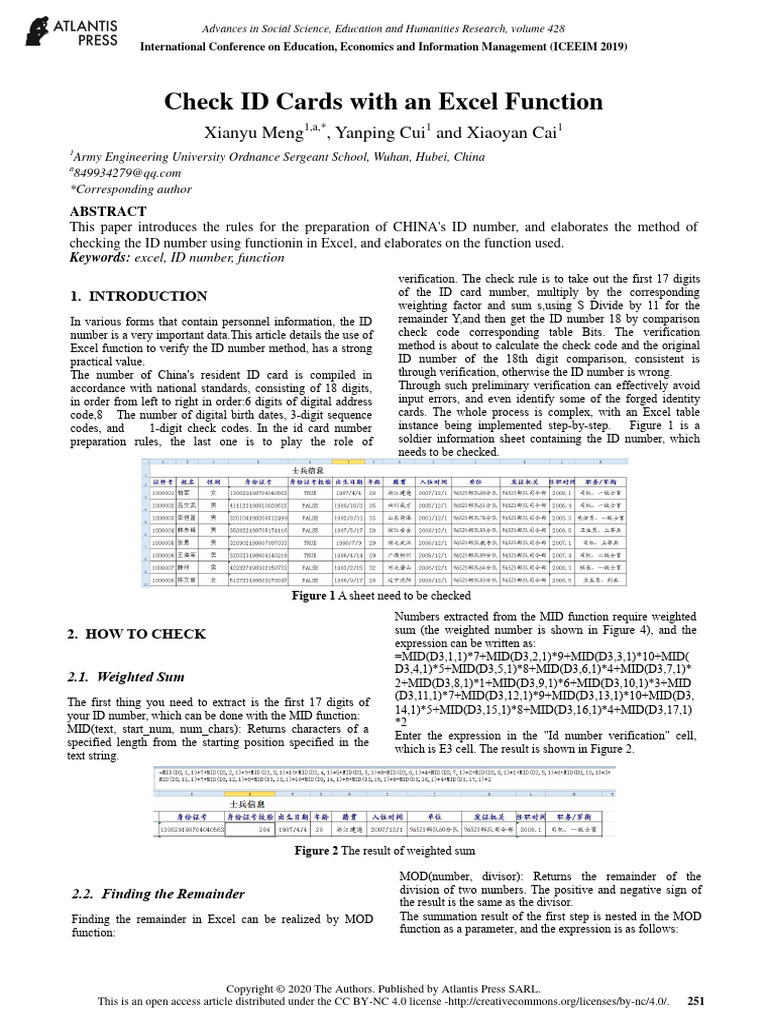 Check ID Cards With An Excel Function | PDF | Verification And Validation | Authentication