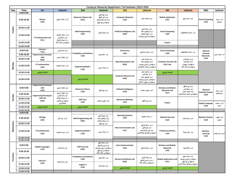 Fall 23 Timetable v.2 | PDF