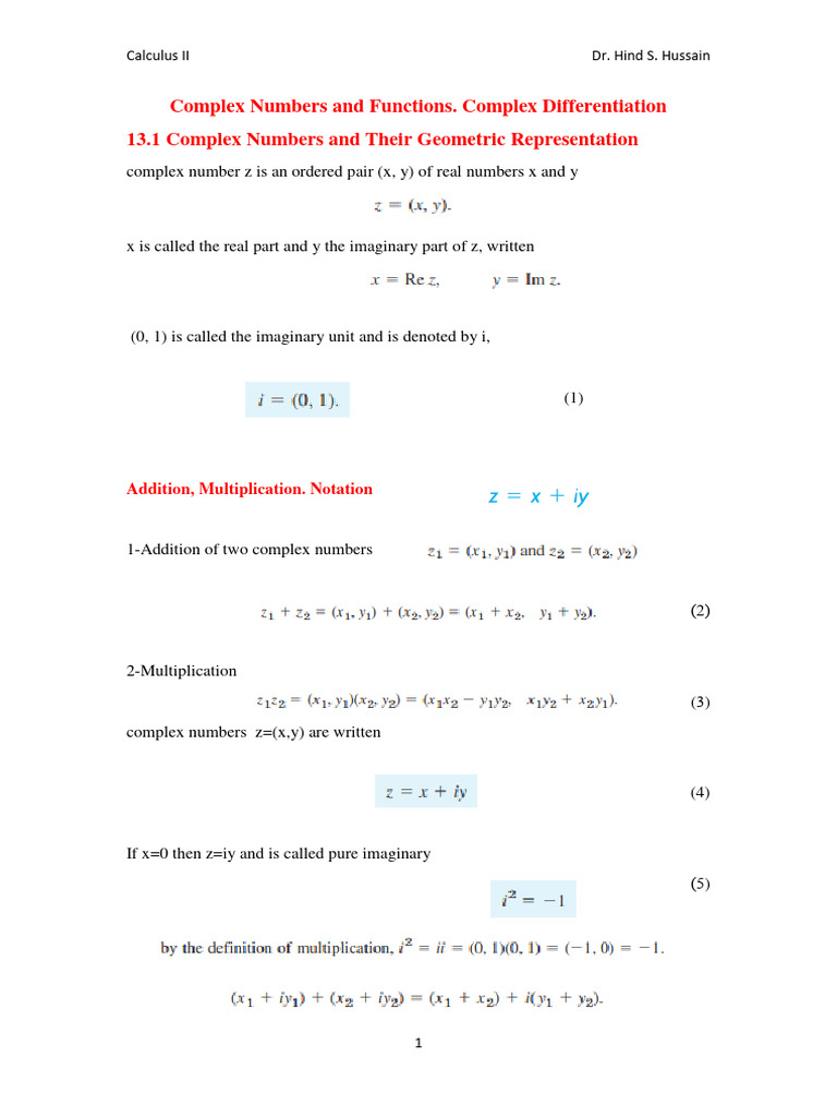 Complex Numbers and Functions I | PDF | Complex Number | Cartesian ...