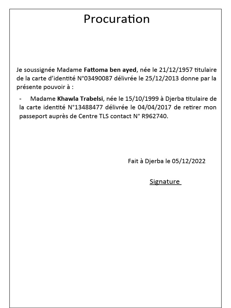 Procuration Passeport | PDF