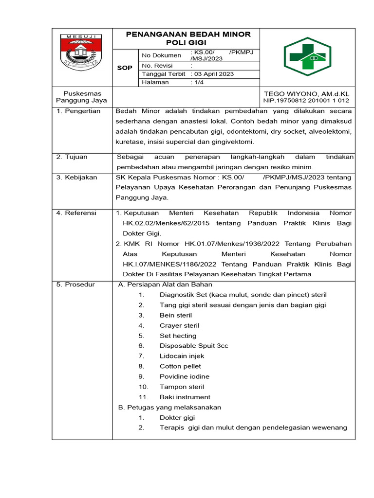 Sop Bedah Minor | PDF