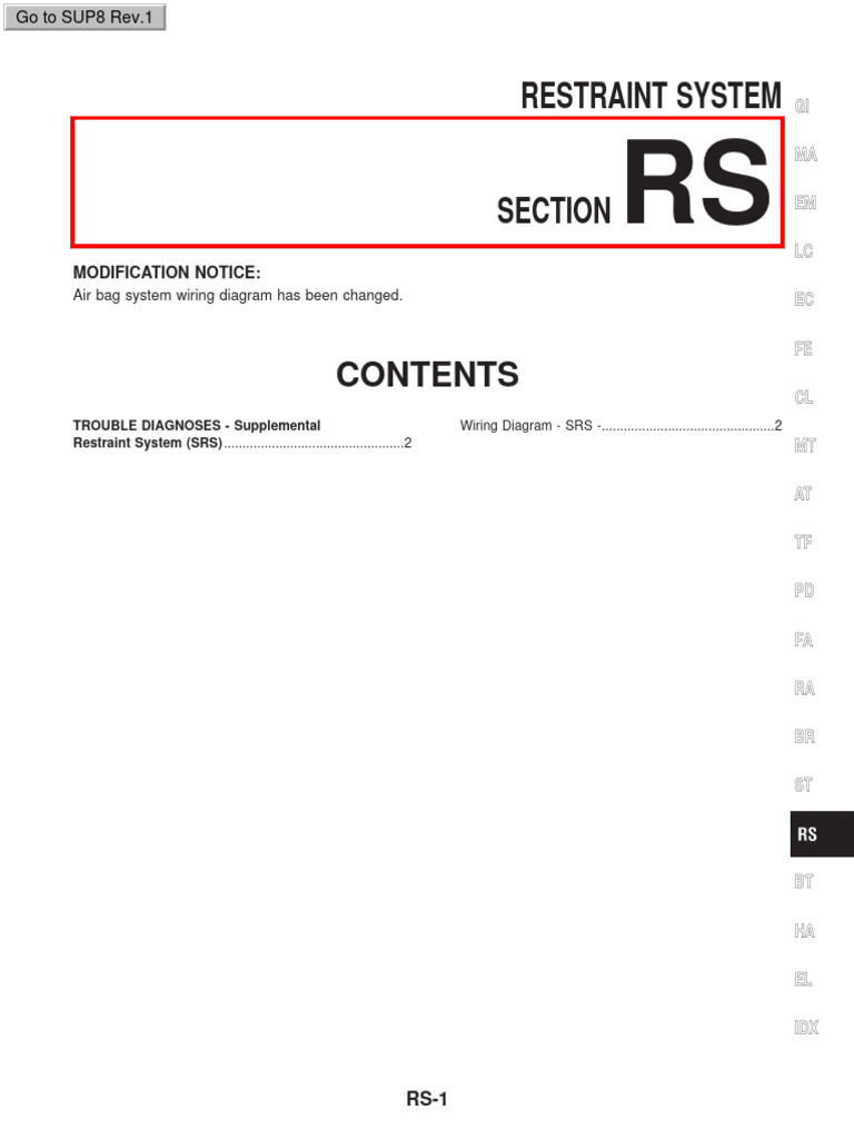 Nissan Pickup D22 SRS Wiring Diagram | PDF