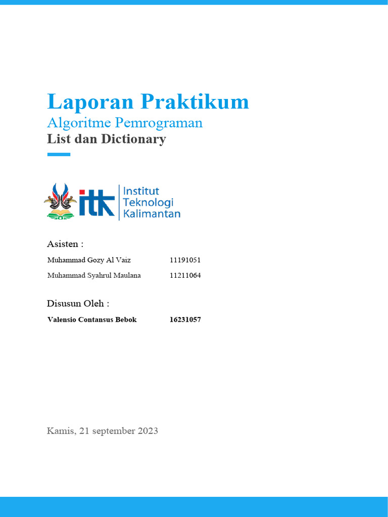 Template Laporan Praktikum Algoritme Pemrograman | PDF | Teknologi & Rekayasa