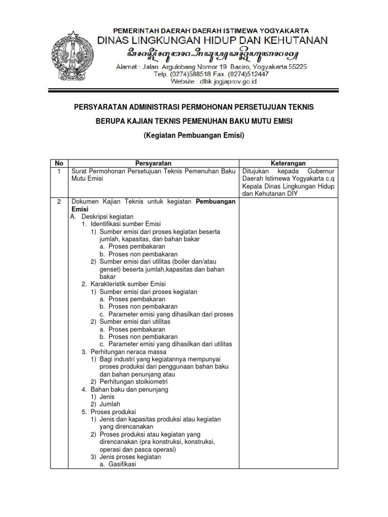 Persyaratan Teknis Baku Mutu Emisi | PDF