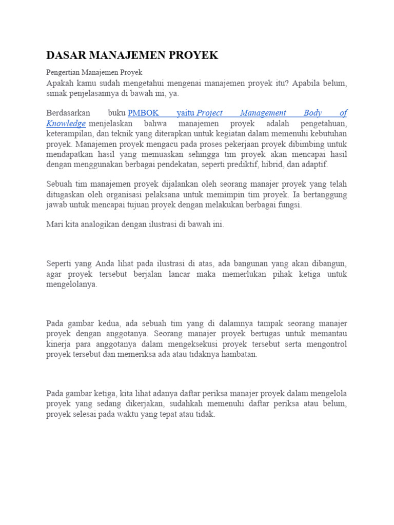 Dasar Manajemen Proyek | PDF | Pengembangan Diri