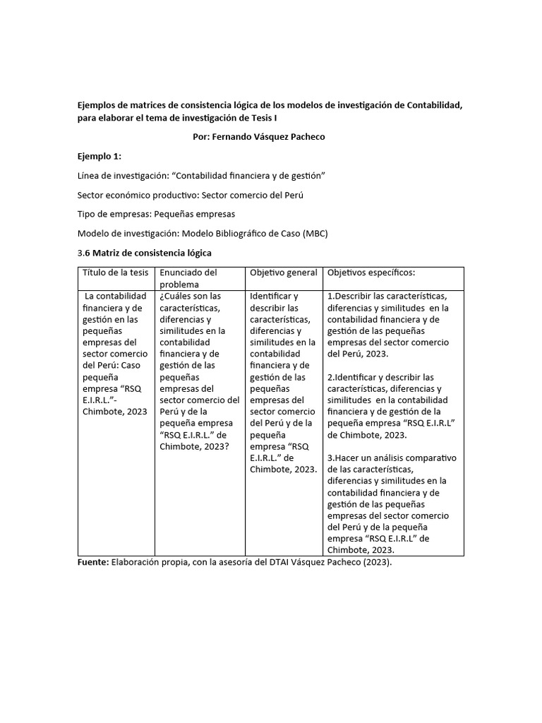 Matrices de Consistencia en Contabilidad | PDF | Contabilidad | Business
