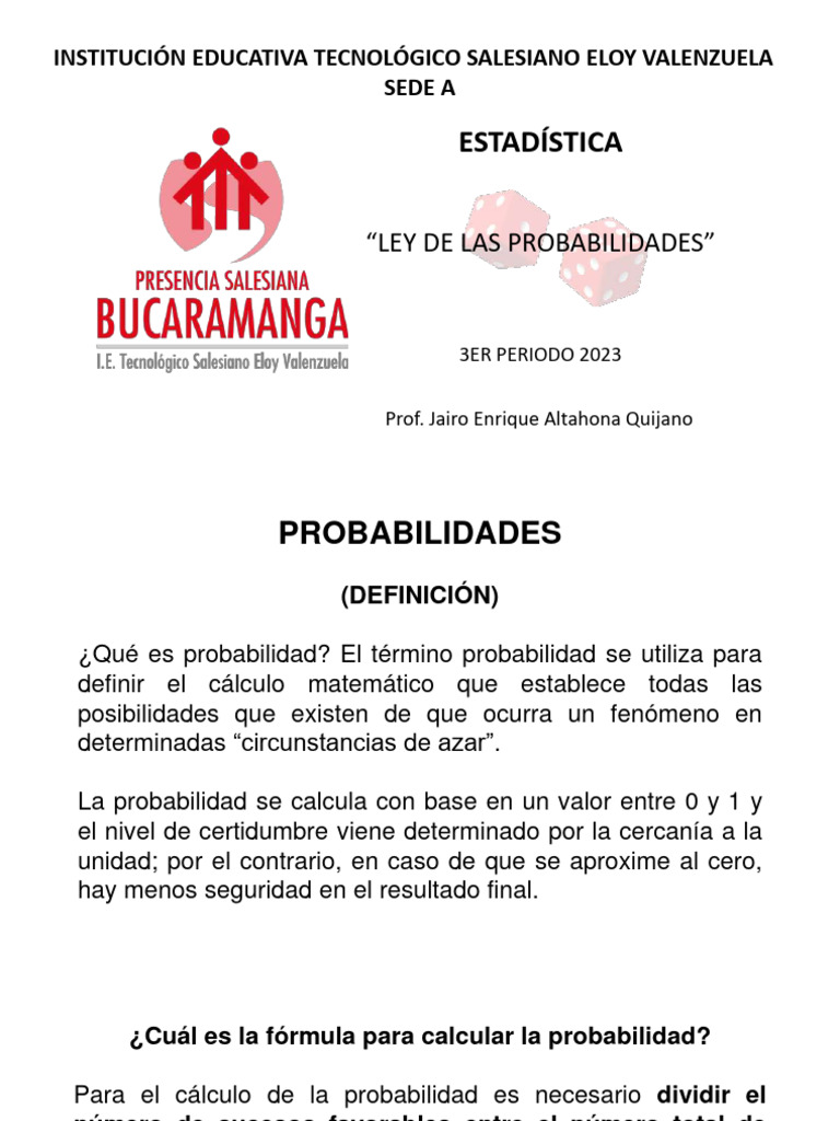 Ley de Las Probabilidades-Pizarrón1 | PDF | Probabilidad | Matemáticas