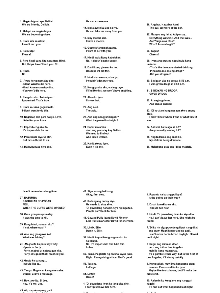 You S02 Ep09 Tagalog Transcript | PDF