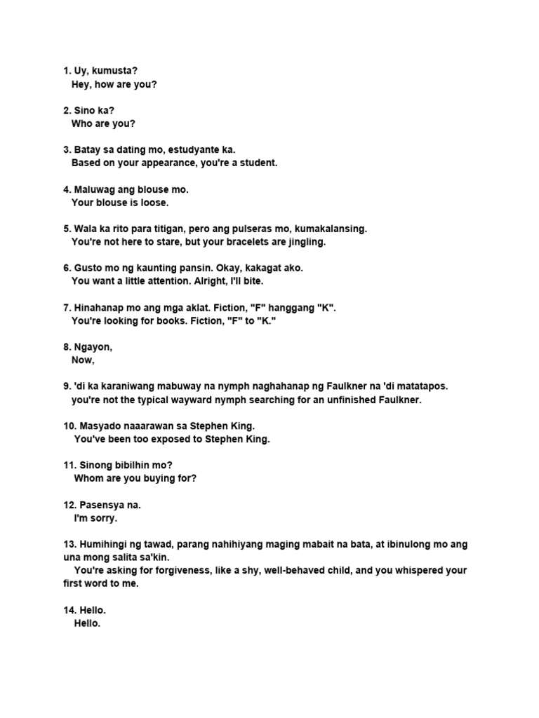 You S01 Ep01 Tagalog Transcript | PDF