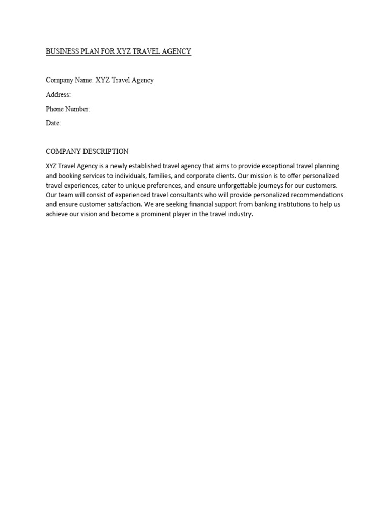 Business Plan for XYZ Travel Agency | PDF