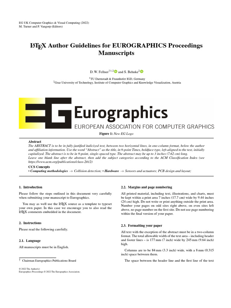EGauthorGuidelines-CGVC2022-fin With Teaser | PDF | Writing | Printing