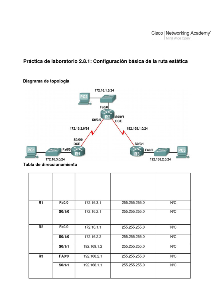 Configuración de Rutas Estáticas | Descargar gratis PDF | Enrutador (Computación) | Enrutamiento