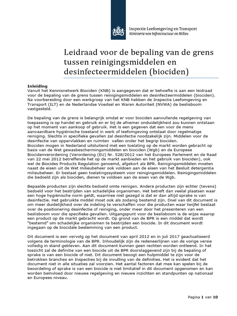 Leidraad Voor de Bepaling Van de Grens Tussen Reinigingsmiddelen en ...