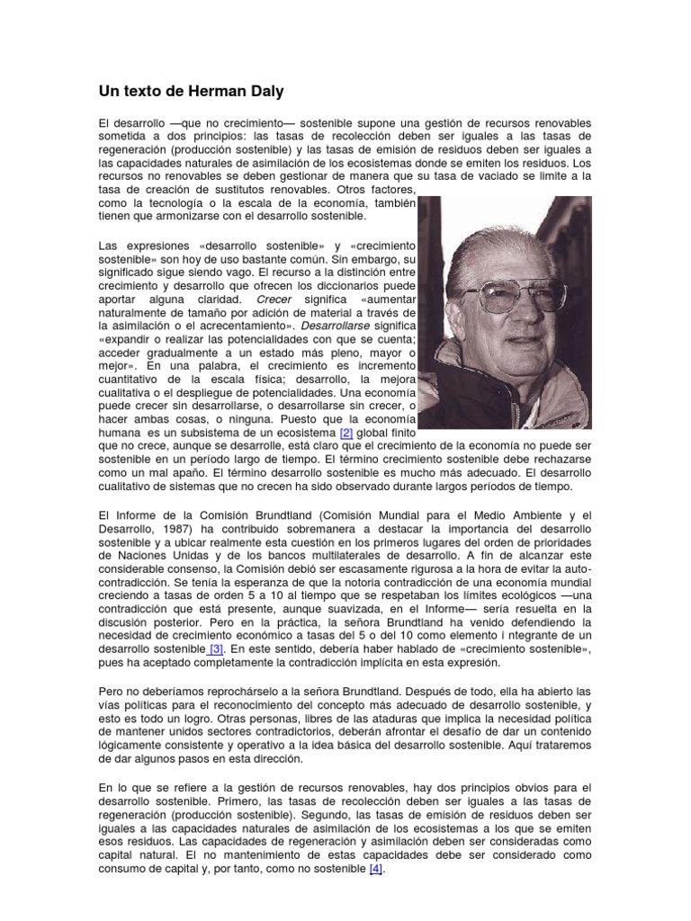 Un Texto de Herman Daly | PDF | Desarrollo sostenible | Crecimiento ...