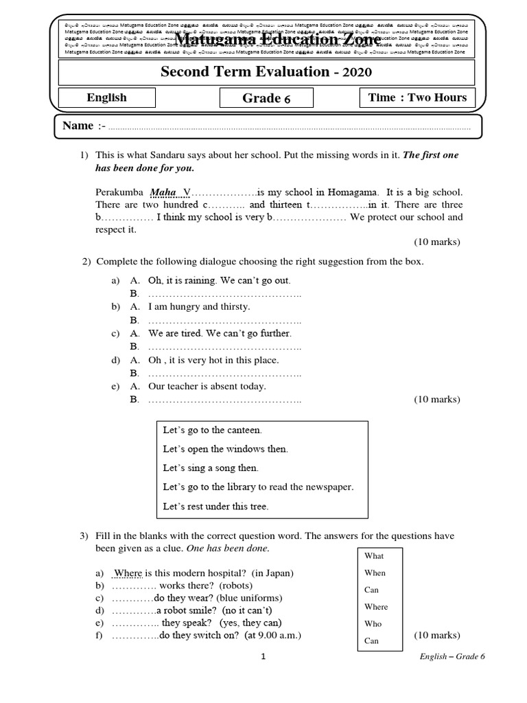 Grade 6 English Paper | PDF Grade 6 English Paper | PDF