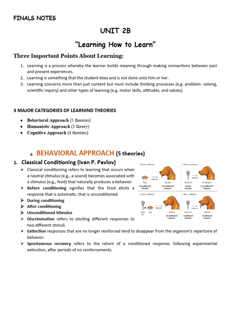 Educ 1 (Notes) | PDF | Learning | Classical Conditioning
