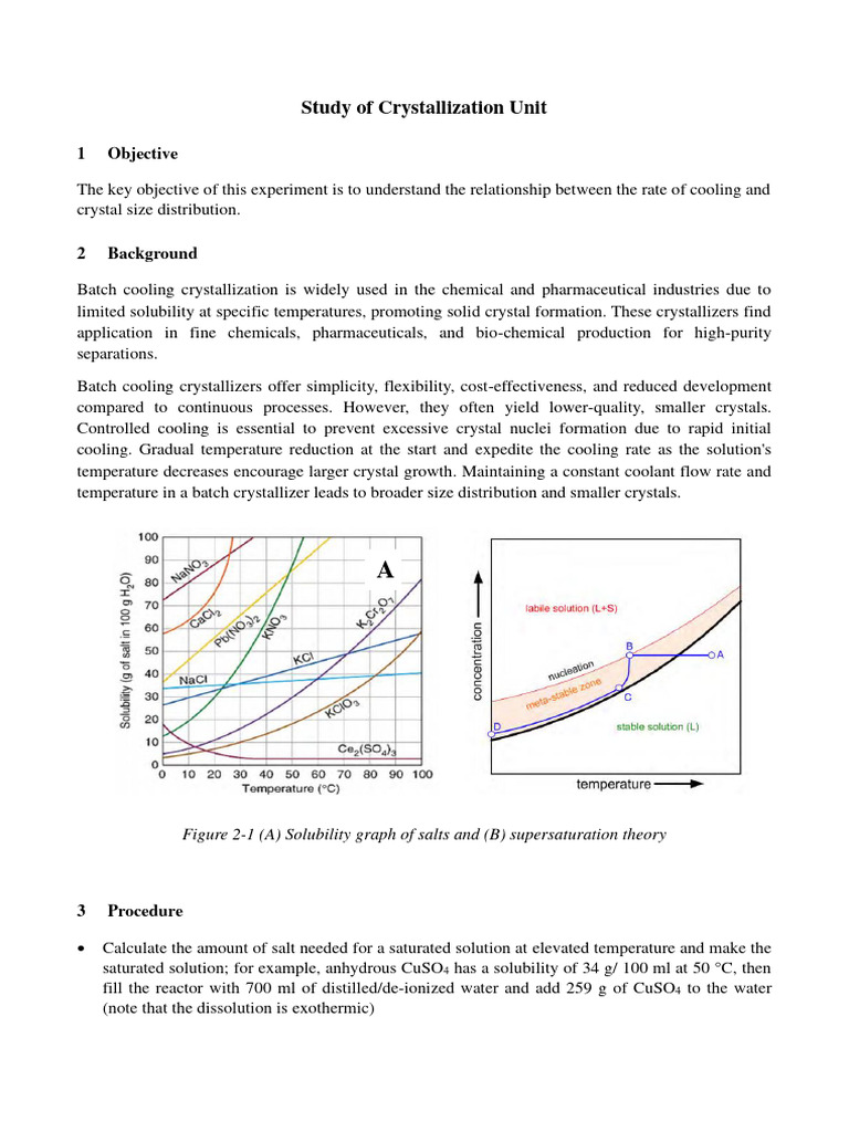 Crystallization Unit Experiment and Guideline | PDF | Crystallization | Solubility