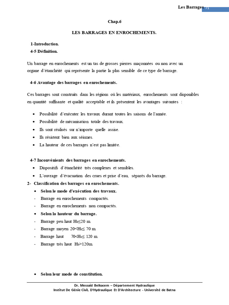 Barrages en Enrochements : Avantages et Types | PDF | Barrage ...