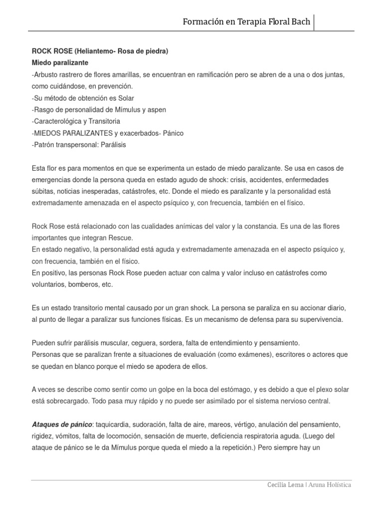 Rock Rose: Terapia Floral para Miedo Paralizante | PDF | Remedios ...