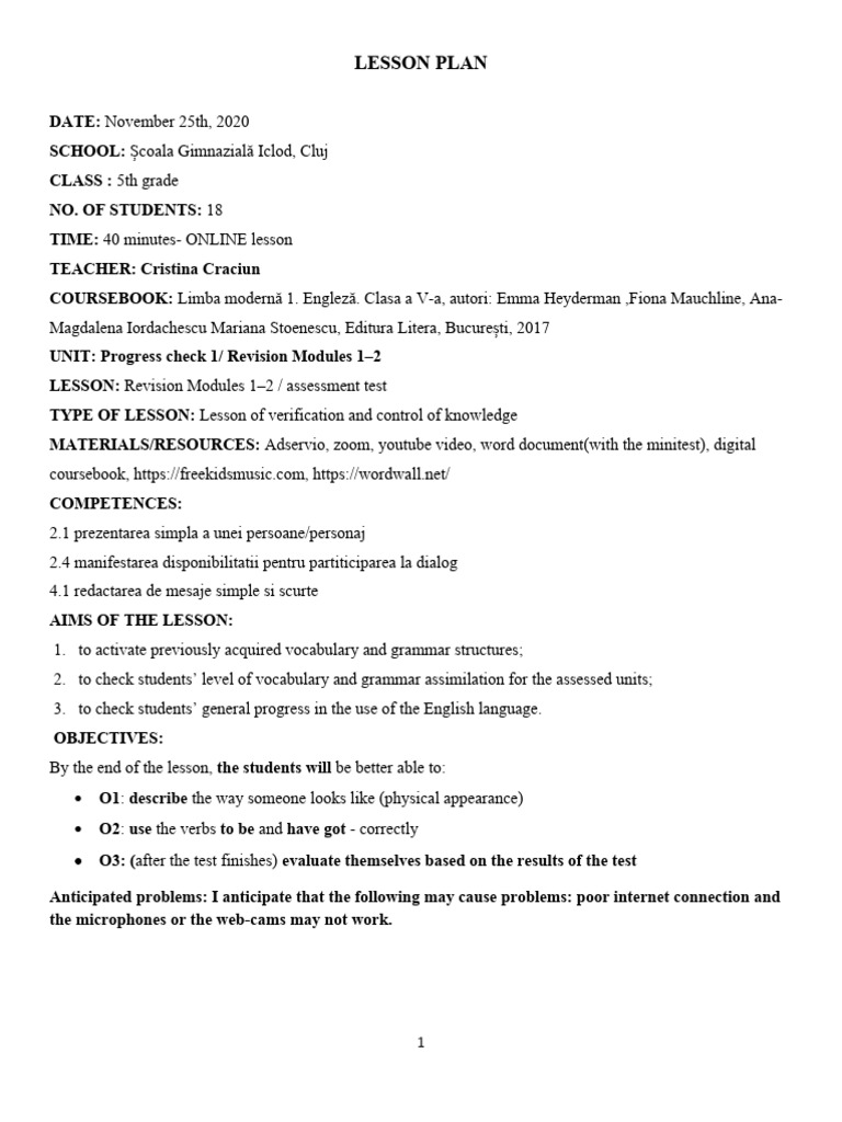 Clasa A V-A Plan de Lectie Progress Check Units 1, 2 | PDF | Cognition ... Clasa A V-A Plan de Lectie Progress Check Units 1, 2 | PDF | Cognition ...
