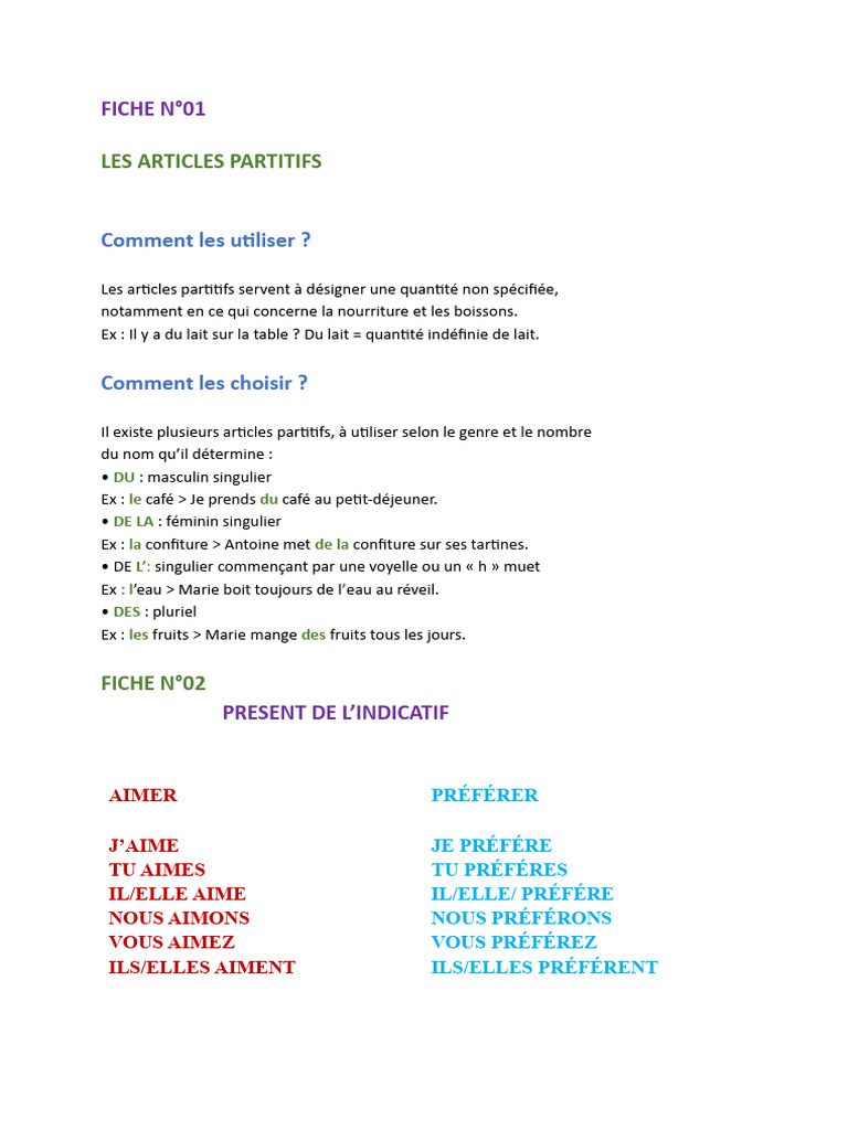 FICHE Structure Grammaticale | PDF | Sujet (Grammaire) | Cuisine
