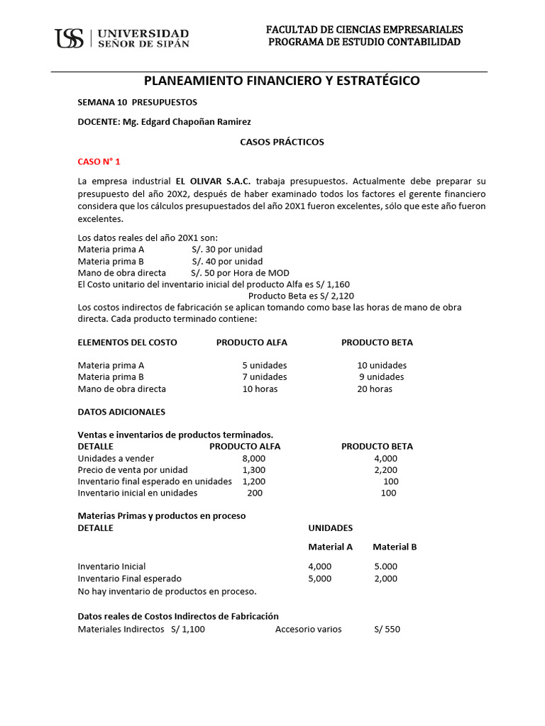 Casos Prácticos de Presupuestos | PDF | Presupuesto | Servicios financieros