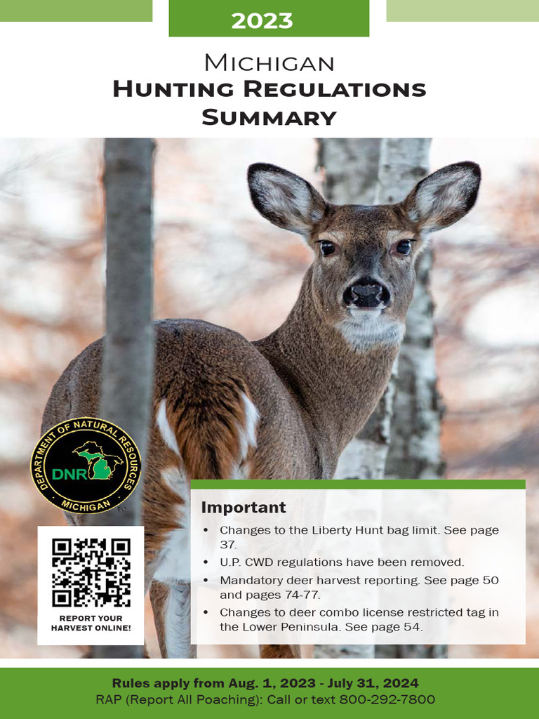 2023 Michigan Hunting Regulations Summary | PDF | Hunting | White ...