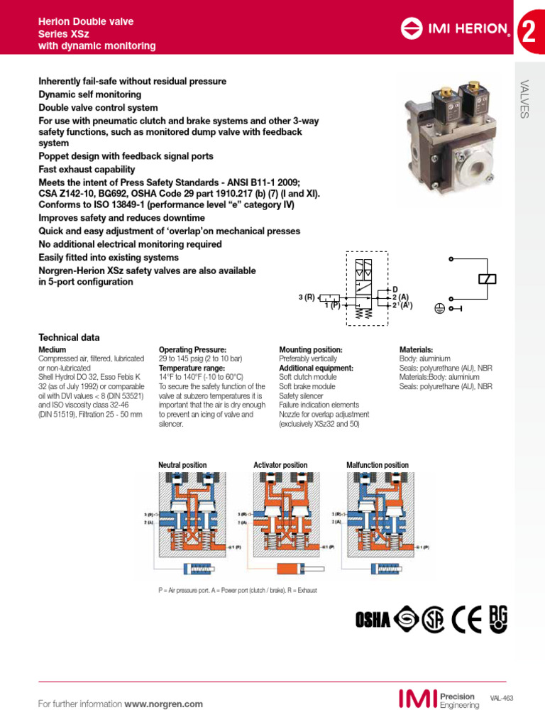 IMI Herion Double Valve Series XSZ | PDF | Valve | Mechanical Engineering
