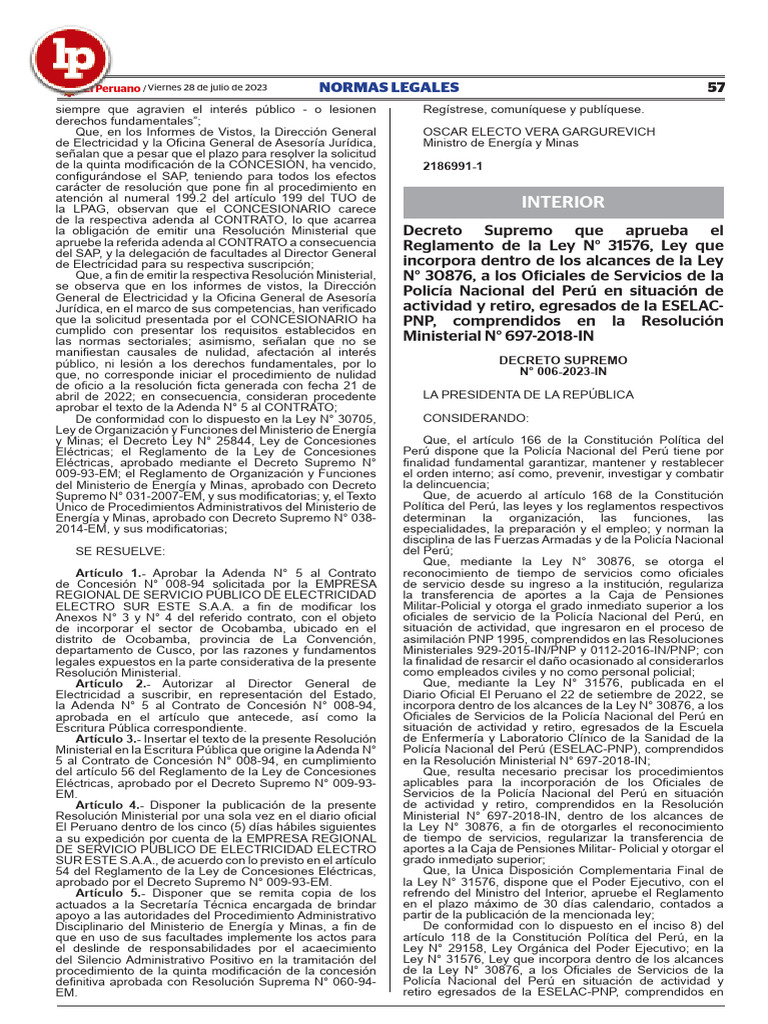 Decreto Supremo 006 2023 in LPDerecho | PDF | Policía | Pesquería