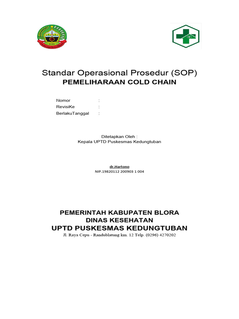 Sop Cold Chain | PDF