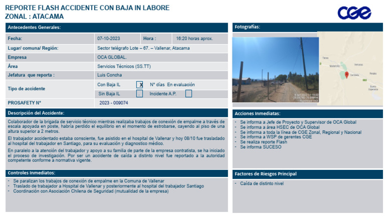 Reporte Flash Accidente OCA Global Zonal Atacama | PDF | Hospital