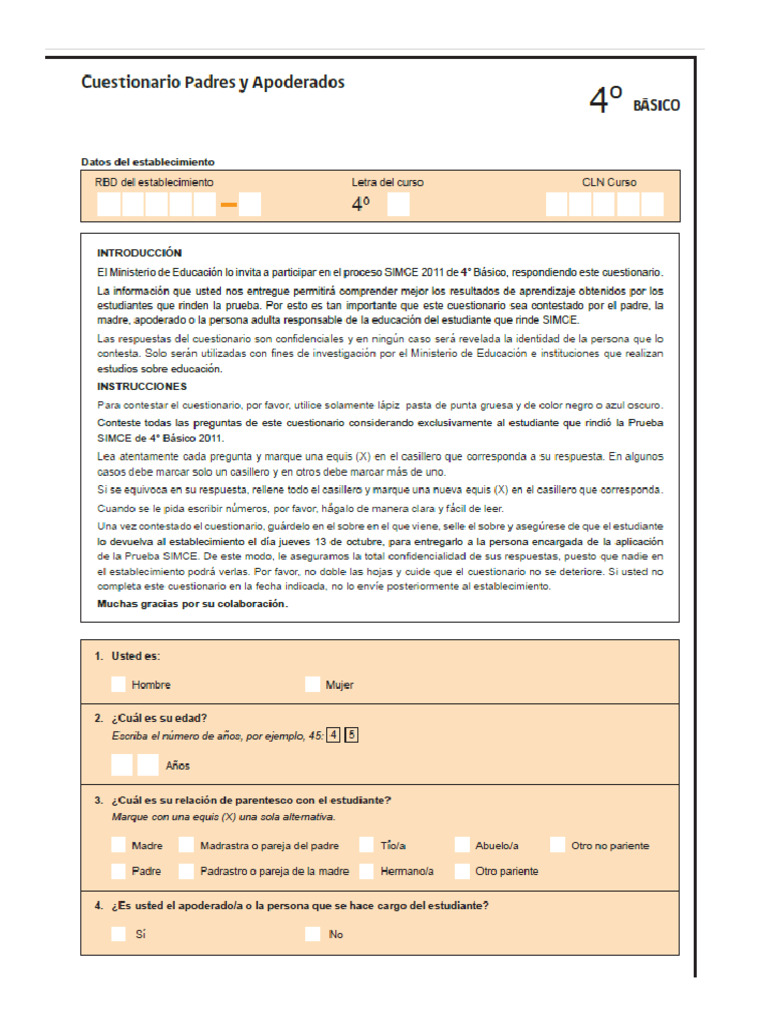 Cuestionario Simce | PDF