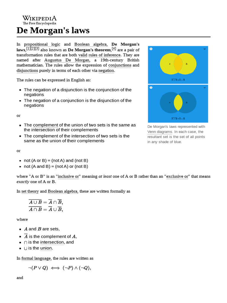 De Morgan's Laws | PDF | Syntax (Logic) | Metalogic