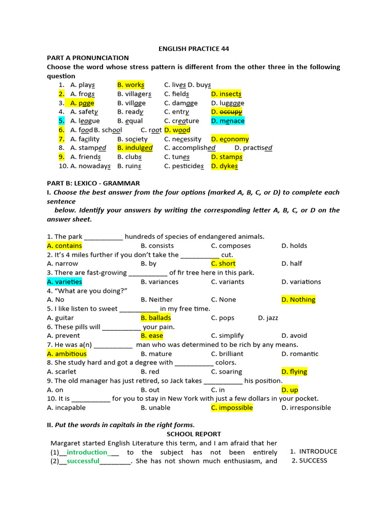 English Practice 41 | PDF | Fern | Plants