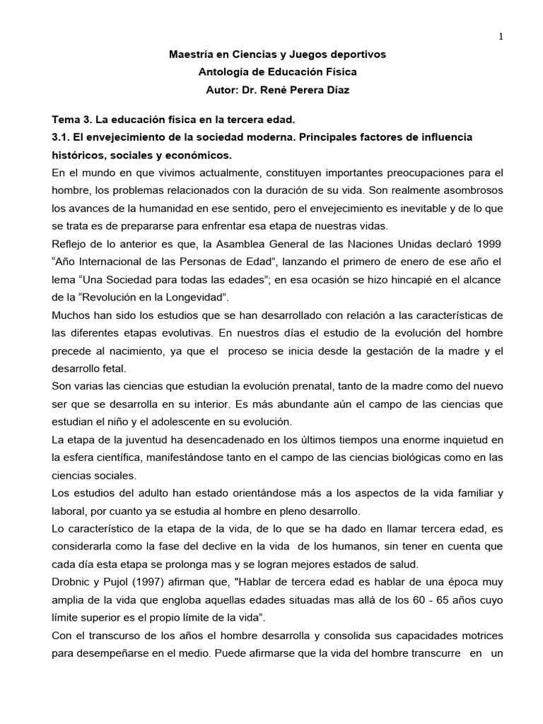 Antologìa EF Tema 3 | PDF | Vejez | Envejecimiento