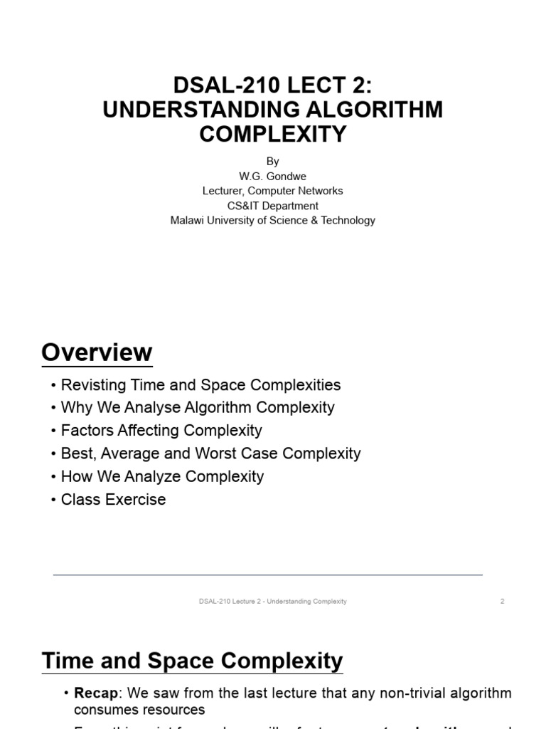 DSAL-210-Lecture 2 - Understanding Algorithm Complexity | PDF | Computational Complexity Theory ...
