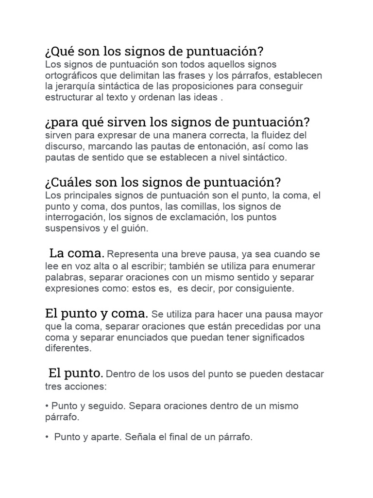Signos de Puntuación: Definición y Función | PDF | Crecimiento personal ...
