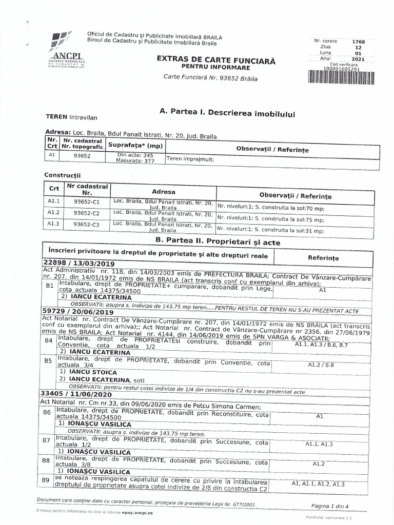 Extras Carte Funciara | PDF