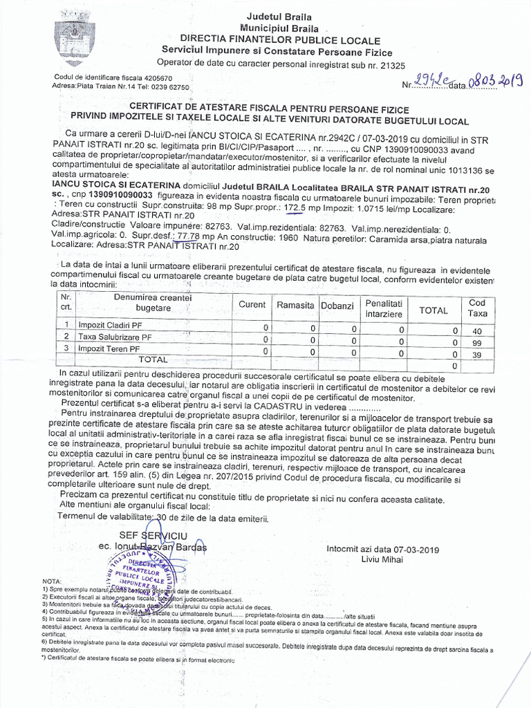 9. Certificat Atestare Fiscala | PDF