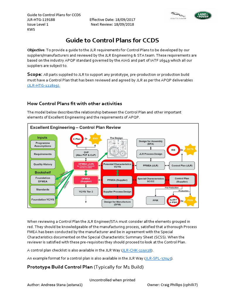 13 JLR-HTG-119188 Guide To Control Plans For CCDS | PDF | Prototype ...