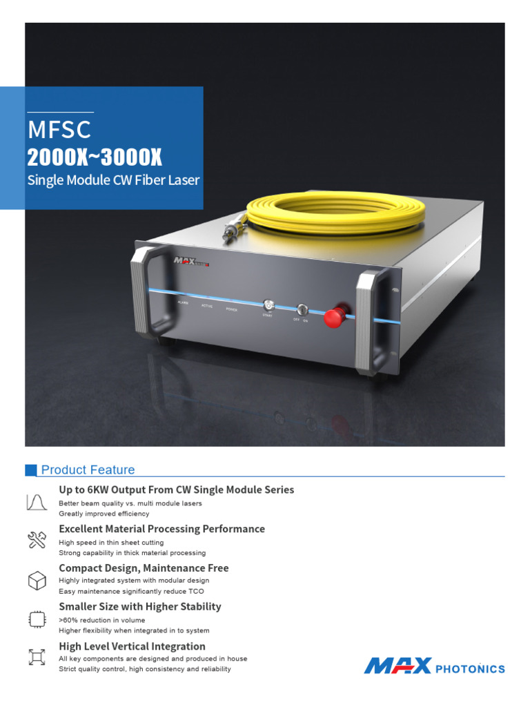 MFSC 3000X Fiber Laser Specifications | PDF | Laser | Optical Fiber