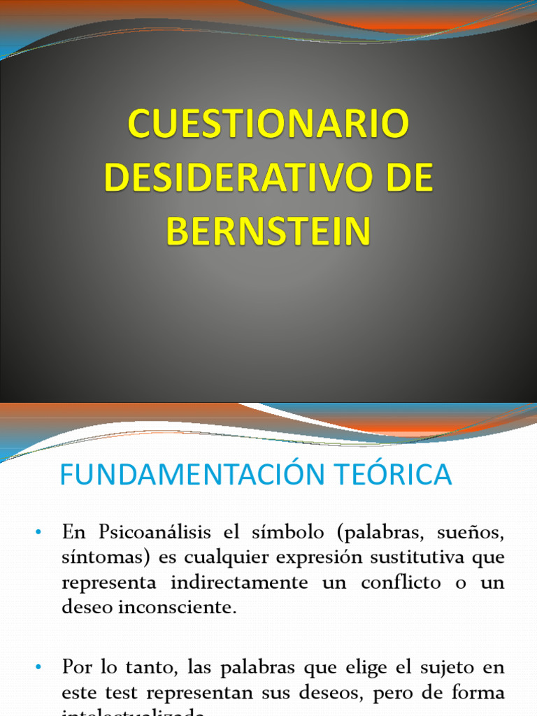 Cuestionario Desiderativo de Jaime Bernstein | PDF | Ansiedad | Las emociones