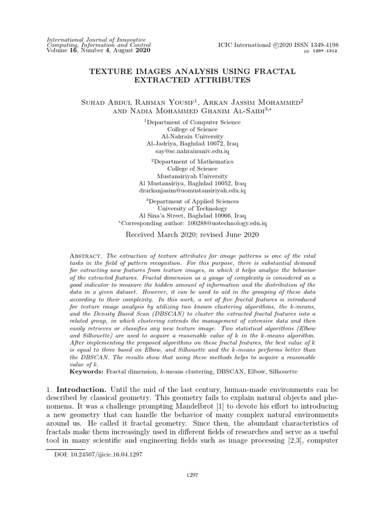 Texture Images Analysis Using Fractal Extracted Attributes Pdf